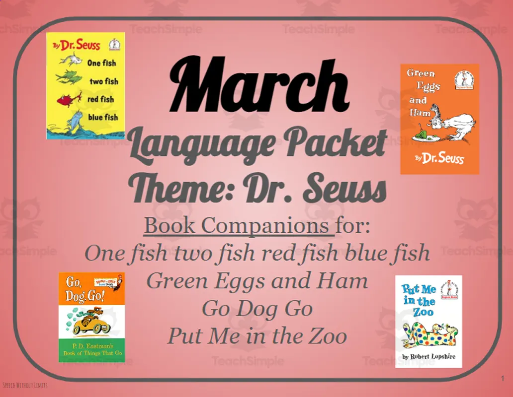 Dr. Seuss Language/Book Companion Packet by Teach Simple