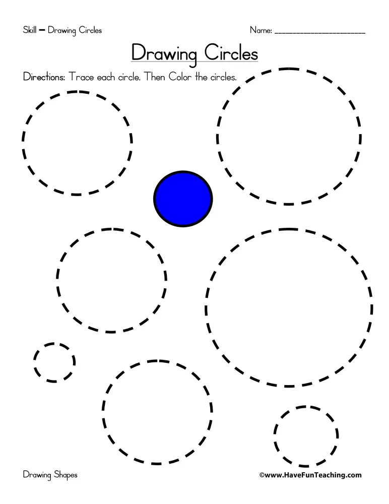 Drawing Circles Worksheet by Teach Simple