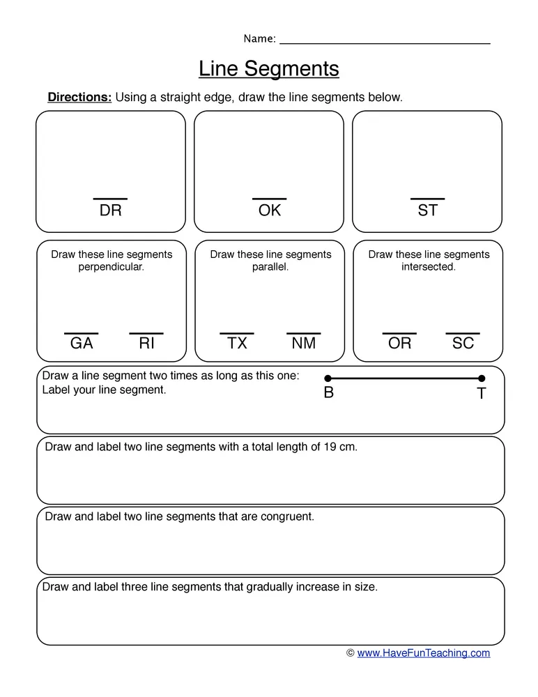Drawing Line Segments Worksheet by Teach Simple