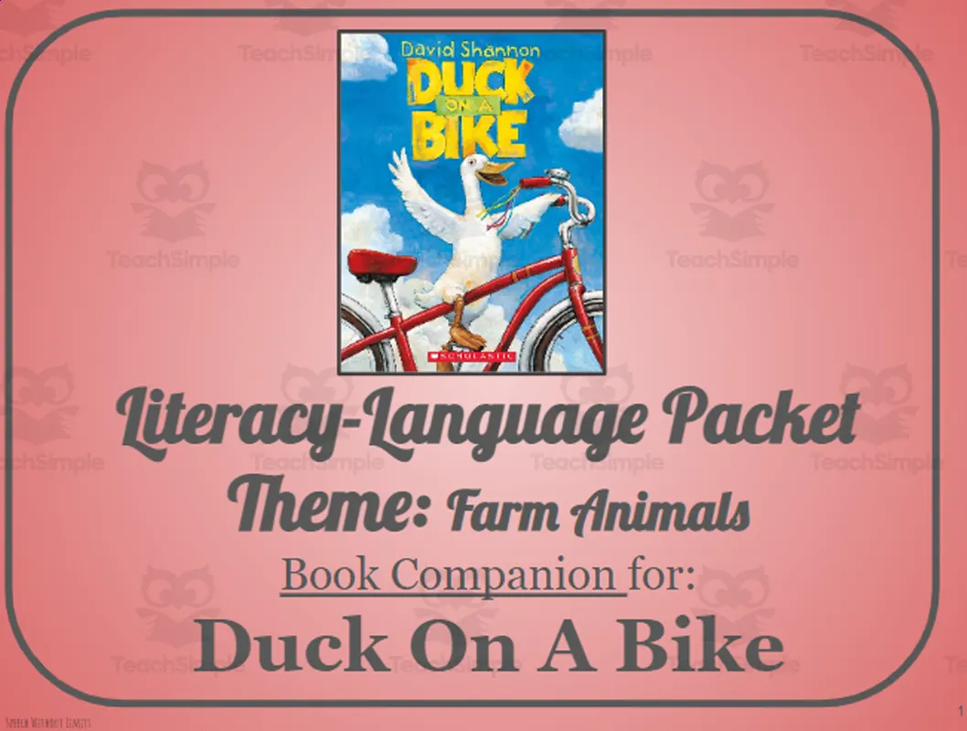 Duck On A Bike: Language-Literacy Book Companion Packet by Teach Simple