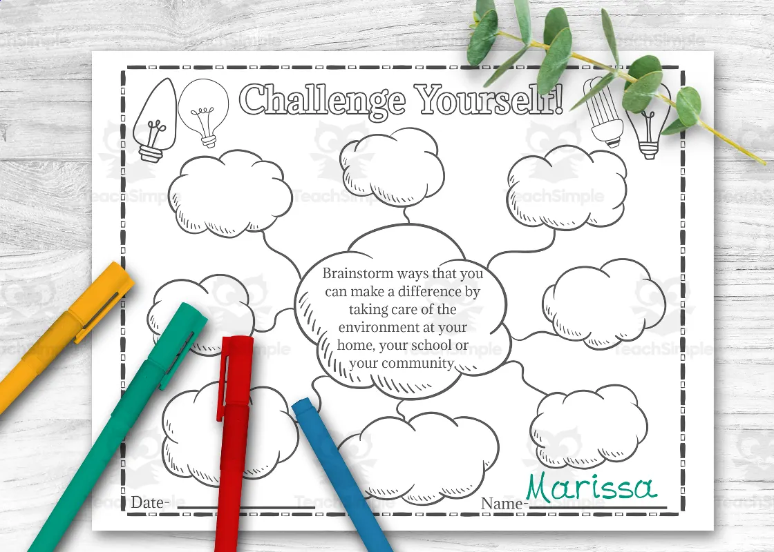 Earth Day Challenge Brainstorming Worksheet by Teach Simple