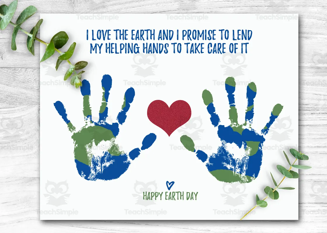 Earth Day Handprint Art Pledge, May Homeschool Crafts for Kids ...