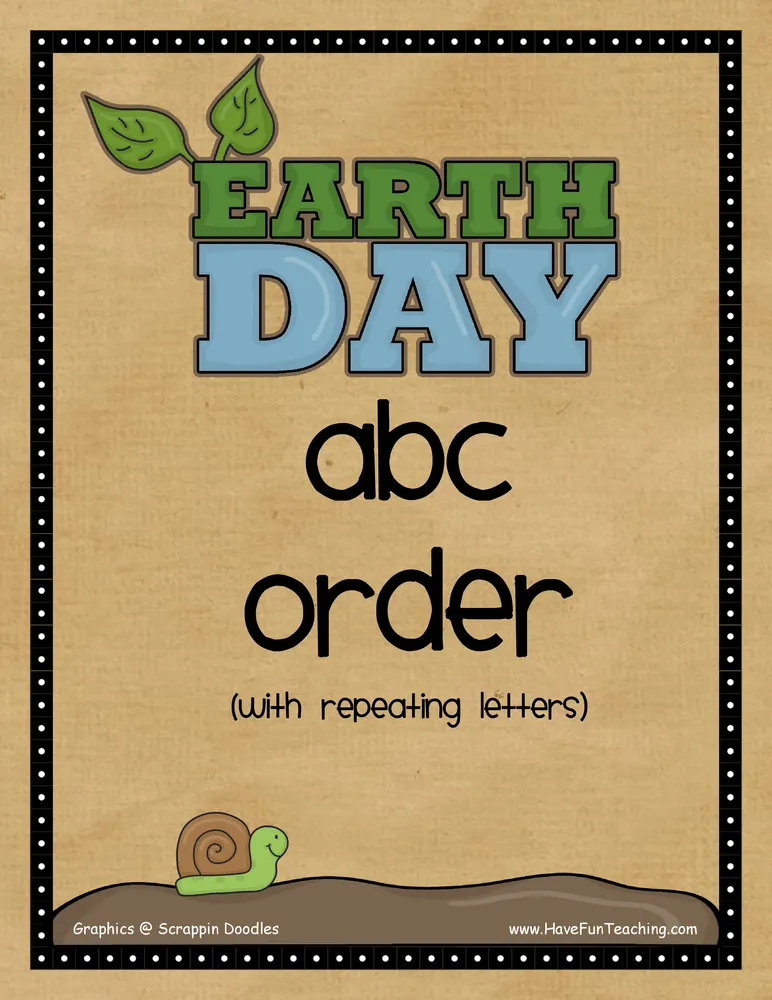 Earth Day Hard Alphabetical Order Activity by Teach Simple