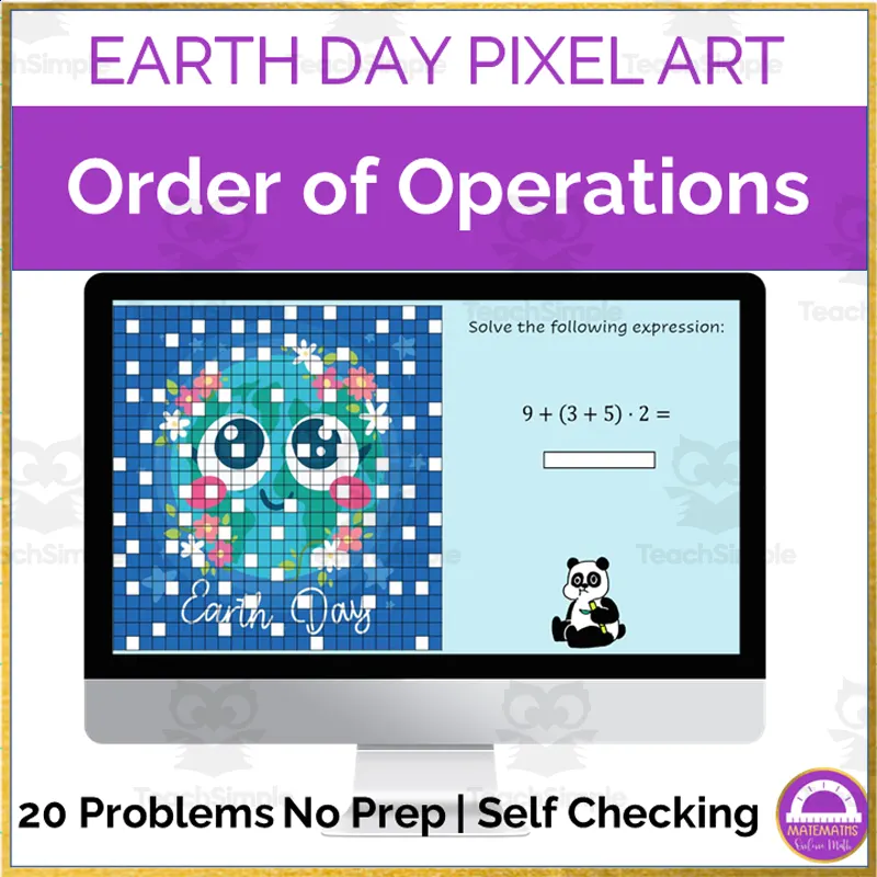 Earth Day Order of Operations Pixel Art Activity by Teach Simple