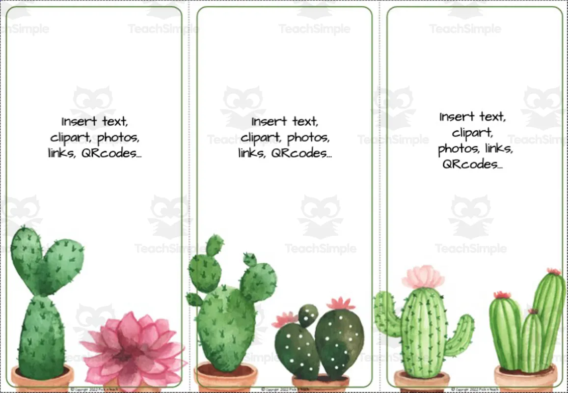 Editable Nature Bookmarks #2 - Create your own bookmarks by Teach Simple
