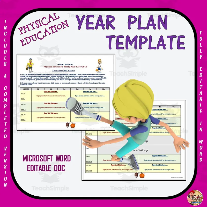 Editable PE Year Plan Template by Teach Simple