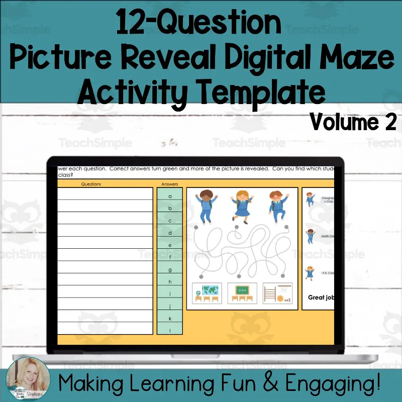 Editable Self-Checking Template Picture Reveal Maze Digital Resource 2 ...