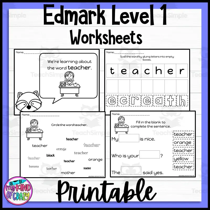 Edmark, Level 1 Set G Printable, Special Ed by Teach Simple