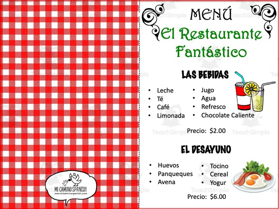 “El Restaurante Fantástico” (Spanish Role-Play Game with Food ...