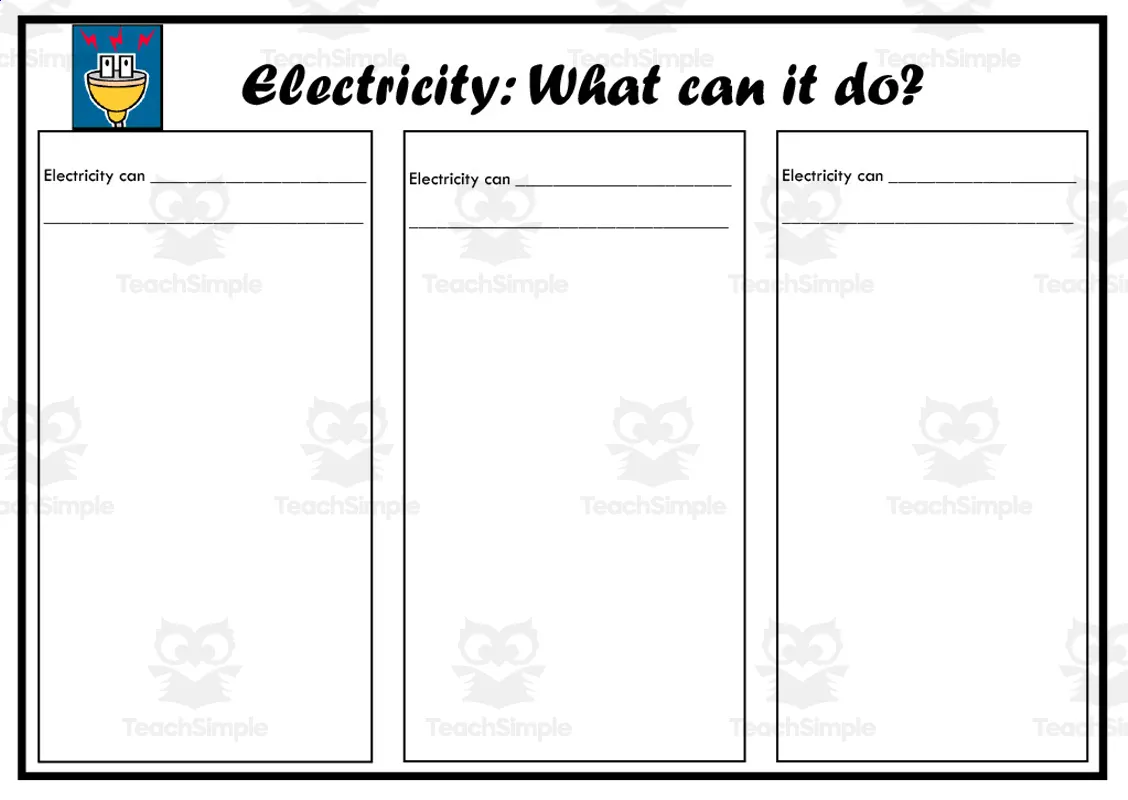 Electricity Graphic Organizer by Teach Simple