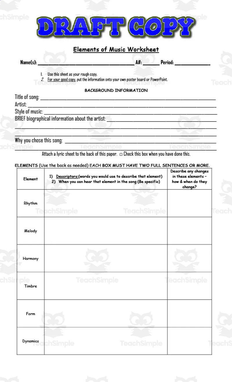 Elements of Music | Music Activity and Presentation by Teach Simple