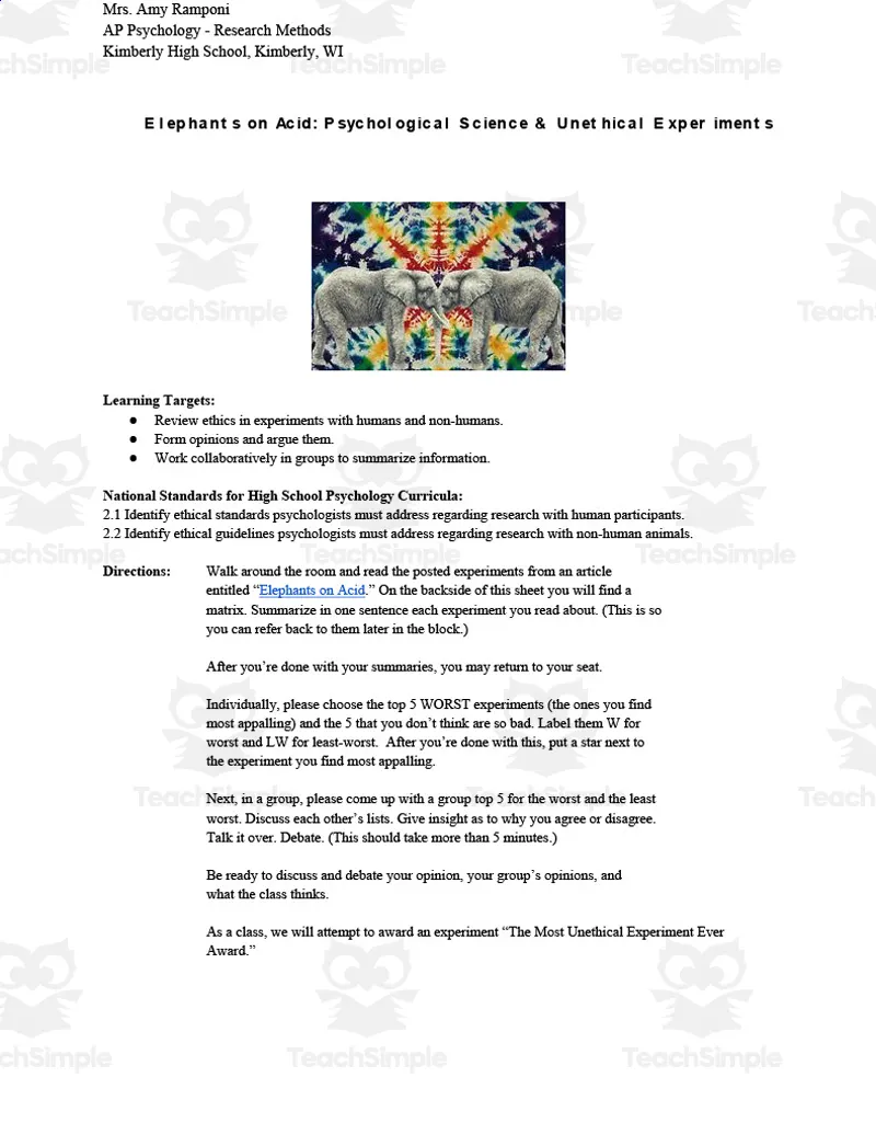 Elephants on Acid: Psychological Science & Unethical Experiments by ...