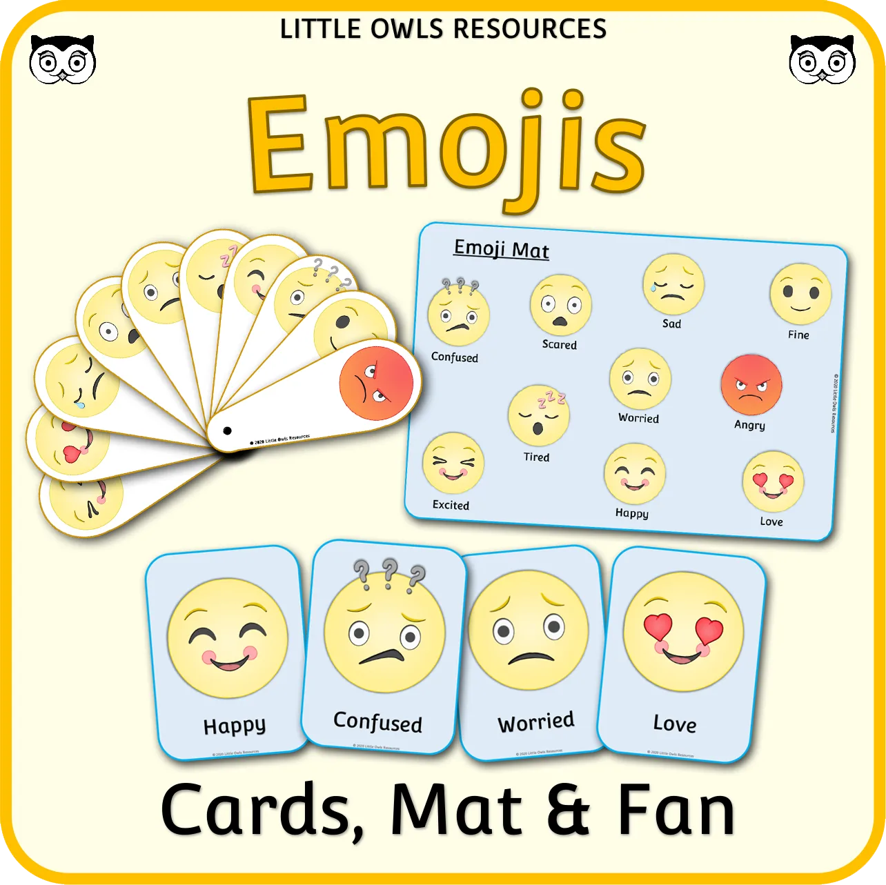 Emojis Pack - Emotion Cards, Mat and Fan by Teach Simple