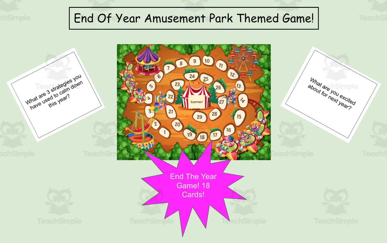 End of The Year Amusement Park Board Game by Teach Simple