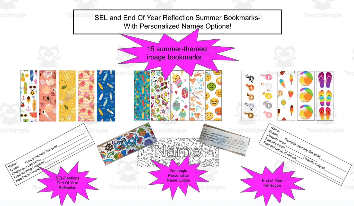 End of Year and SEL Reflection Bookmarks-Personalized Name Bookmarks by ...