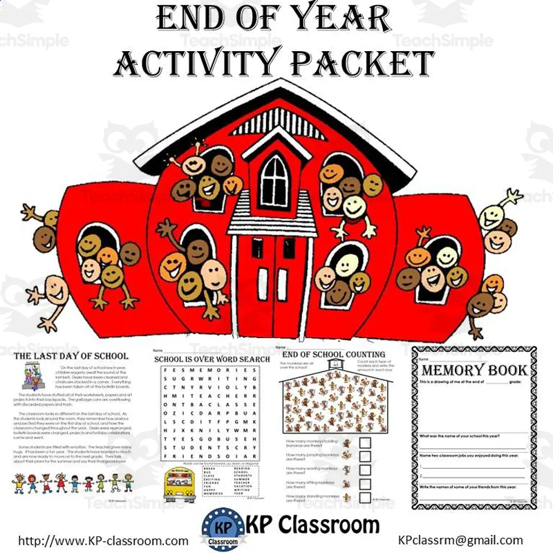 End of Year / Last Day of School Activity Packet and Memory Book by ...