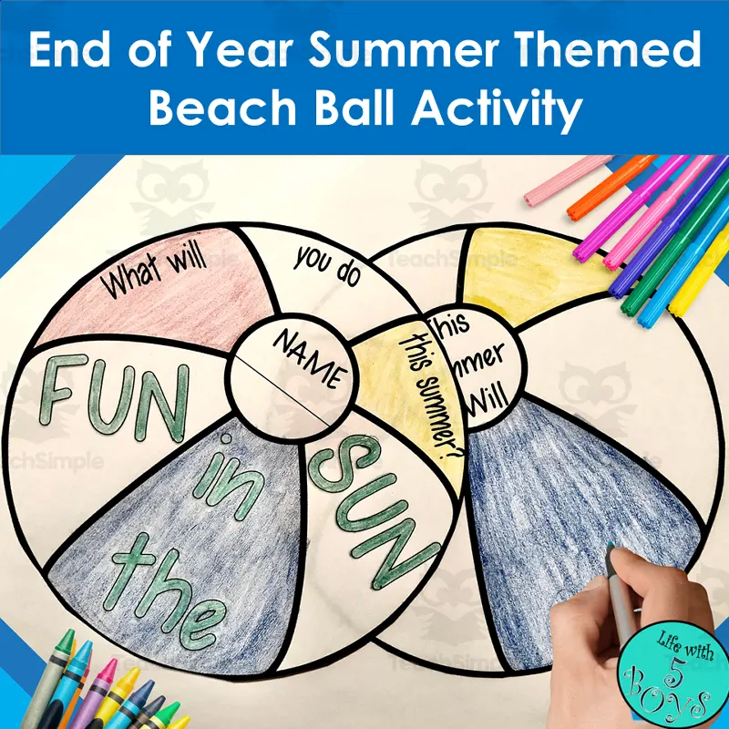 End of Year Summer Themed Beach Ball Activity by Teach Simple