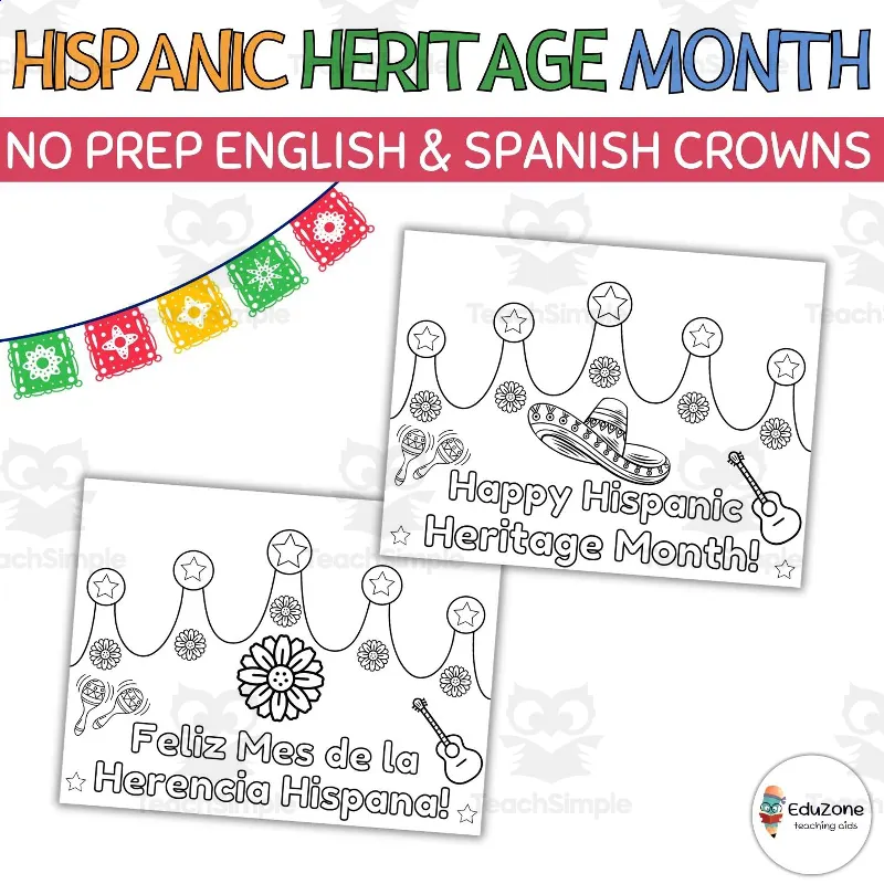 English & Spanish Crowns for Hispanic Heritage Month: Engaging And Fun ...