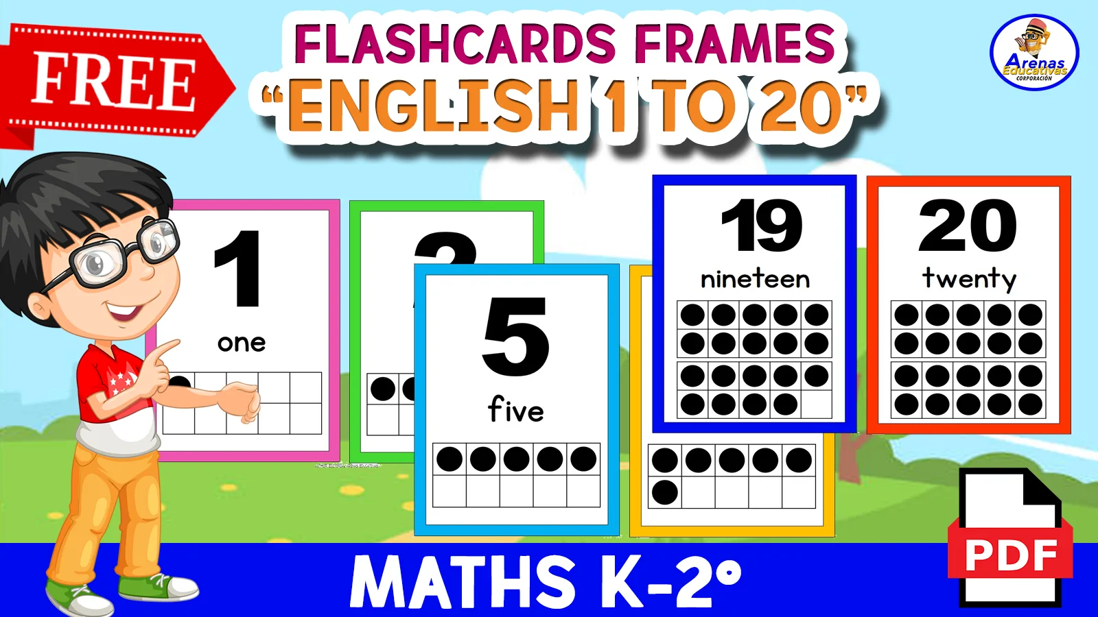 ENGLISH FLASHCARDS FRAMES - Numbers 1 to 20 by Teach Simple
