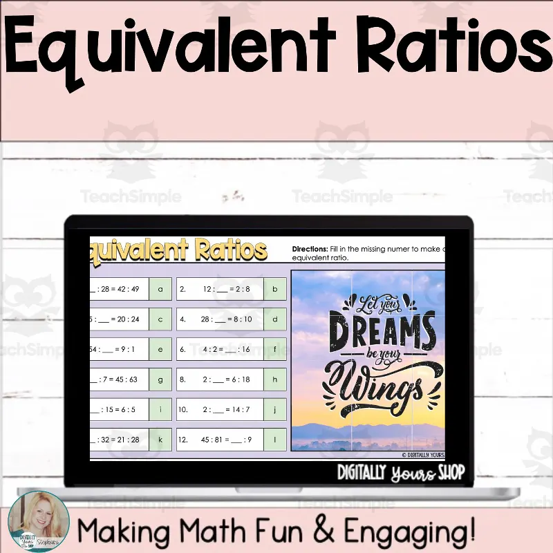 Equivalent Ratios Digital Self-Checking Activity (12) by Teach Simple