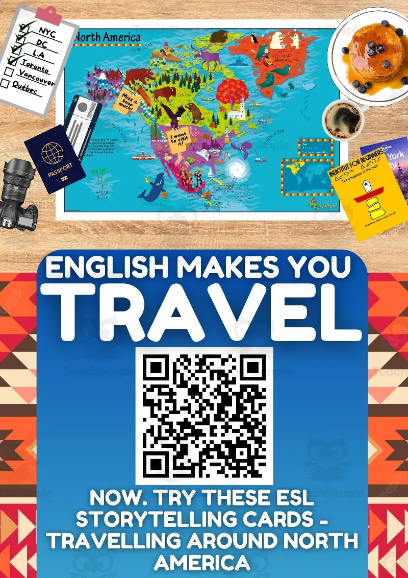 ESL EFL Storytelling Cards Game - Travelling around North America by ...
