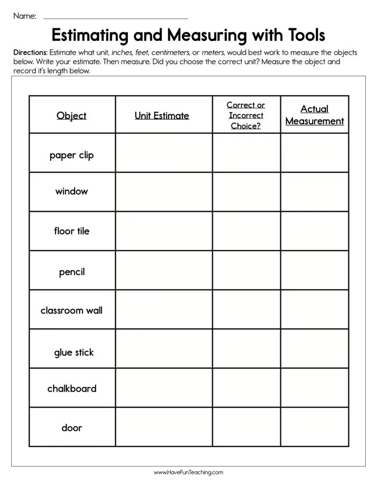 Estimating and Measuring with Tools Worksheet by Teach Simple Estimating and Measuring with Tools Worksheet by Teach Simple