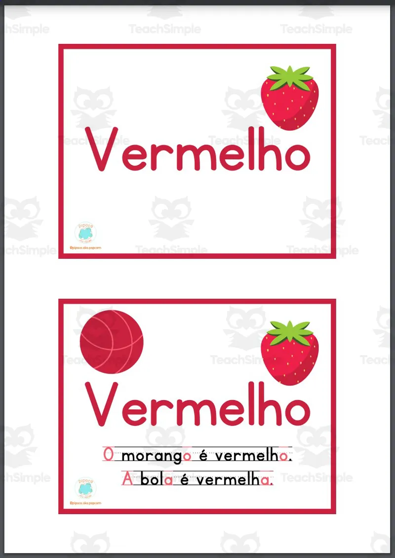European Portuguese COLORS Flash Cards by Teach Simple