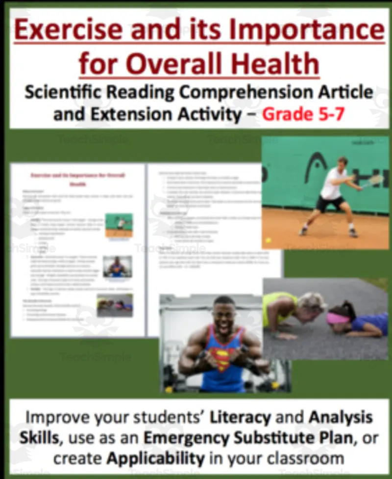 Exercise and its Importance for Health - Science Reading Article - Grades 5-7 by Teach Simple