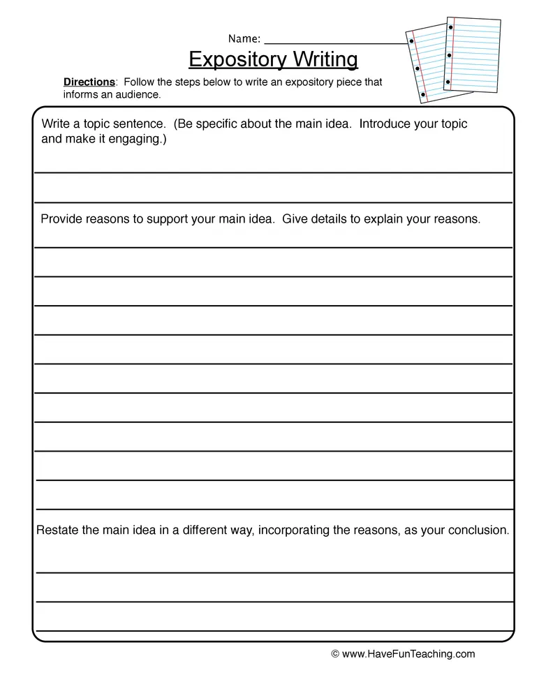 Expository Writing Outline Worksheet by Teach Simple