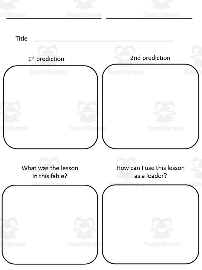 Fables Predictions Graphic Organizer by Teach Simple