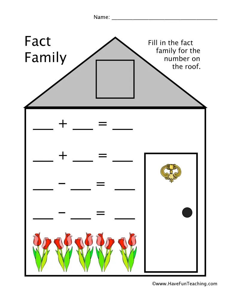Fact Family Worksheet by Teach Simple