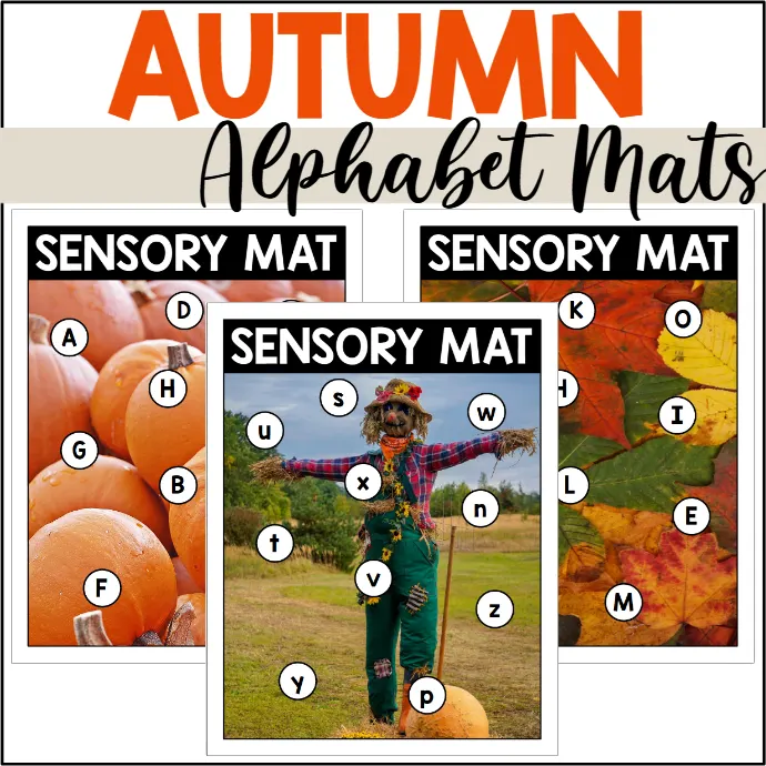 Fall Alphabet Sensory Bin Mats by Teach Simple