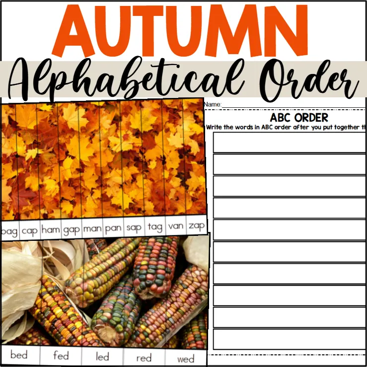 Fall Alphabetical Order Puzzles by Teach Simple