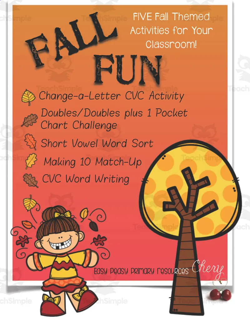 Fall Themed Reading and Math Activities by Teach Simple