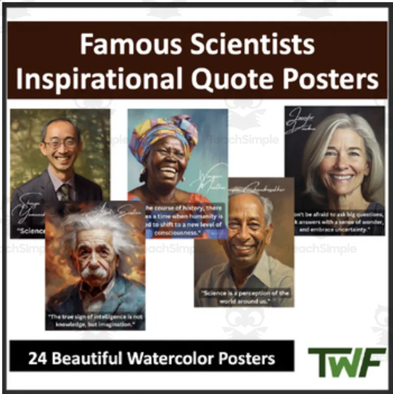 Famous Scientist Inspirational Quote Posters - 24 Classroom Posters by ...