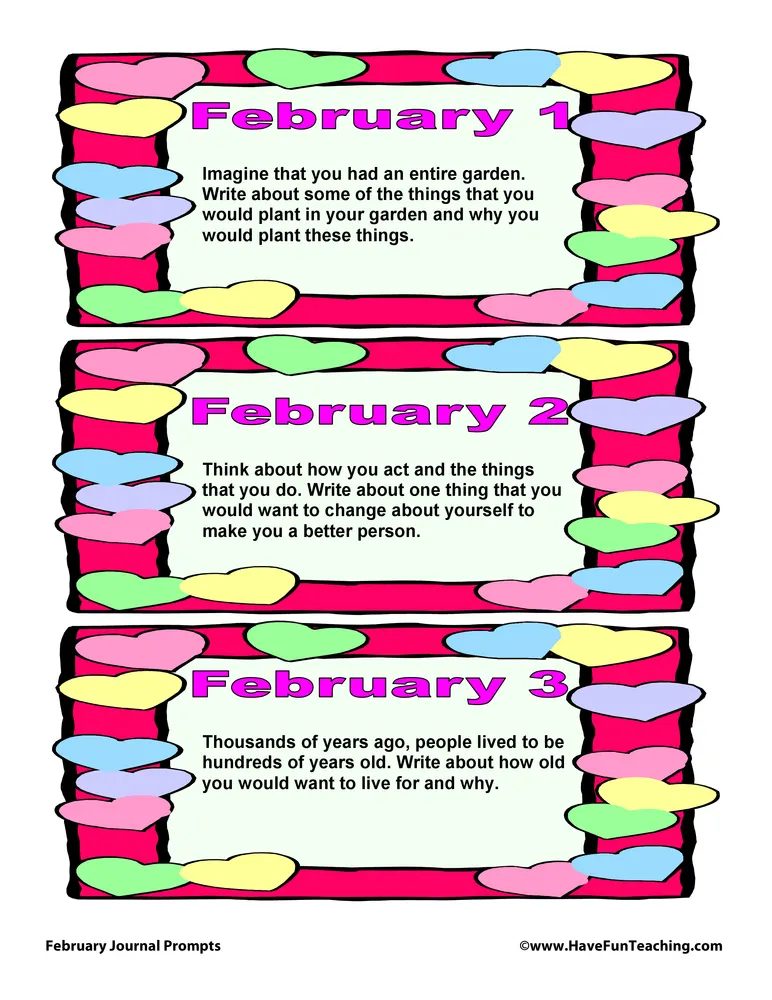 February Daily Journal Prompts by Teach Simple