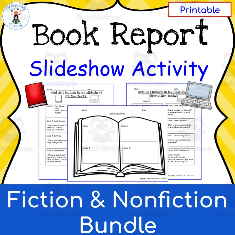 Fiction and Nonfiction Book Report Slideshow by Teach Simple