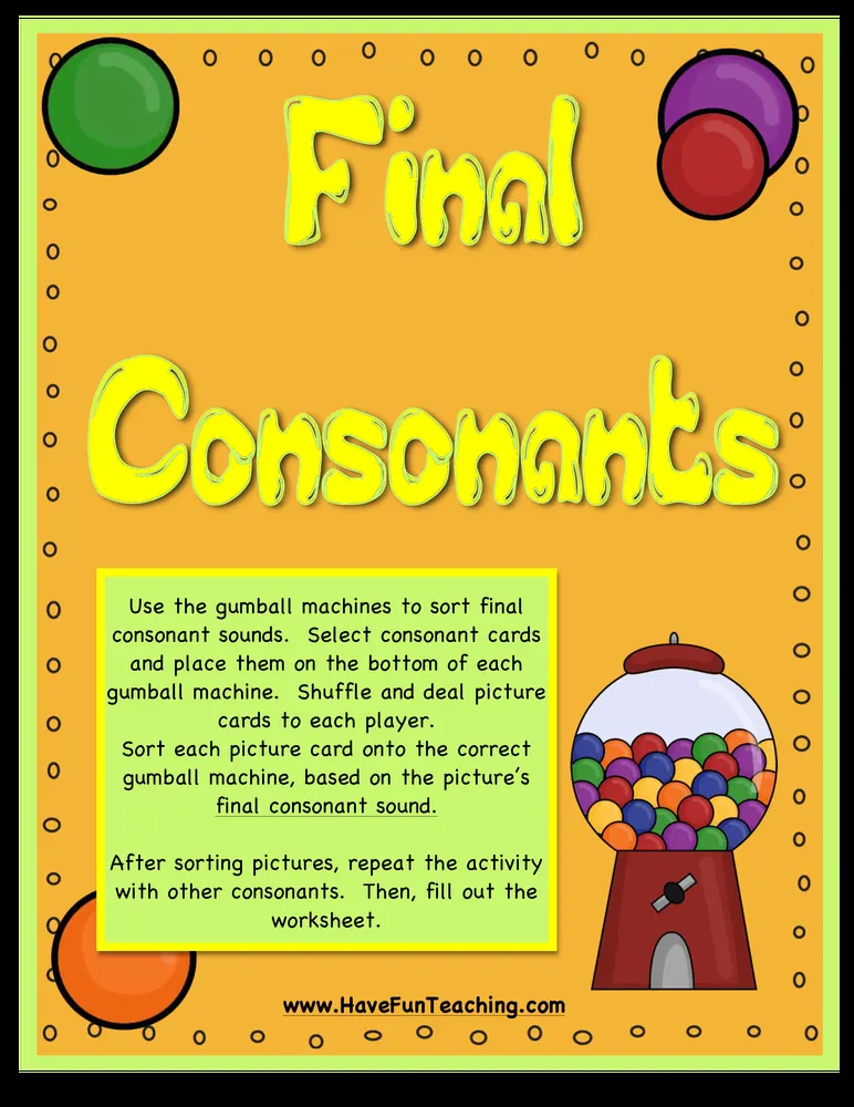 Final Consonants Activity by Teach Simple