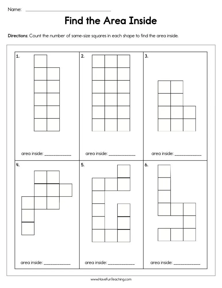 Find the Area Inside Worksheet by Teach Simple