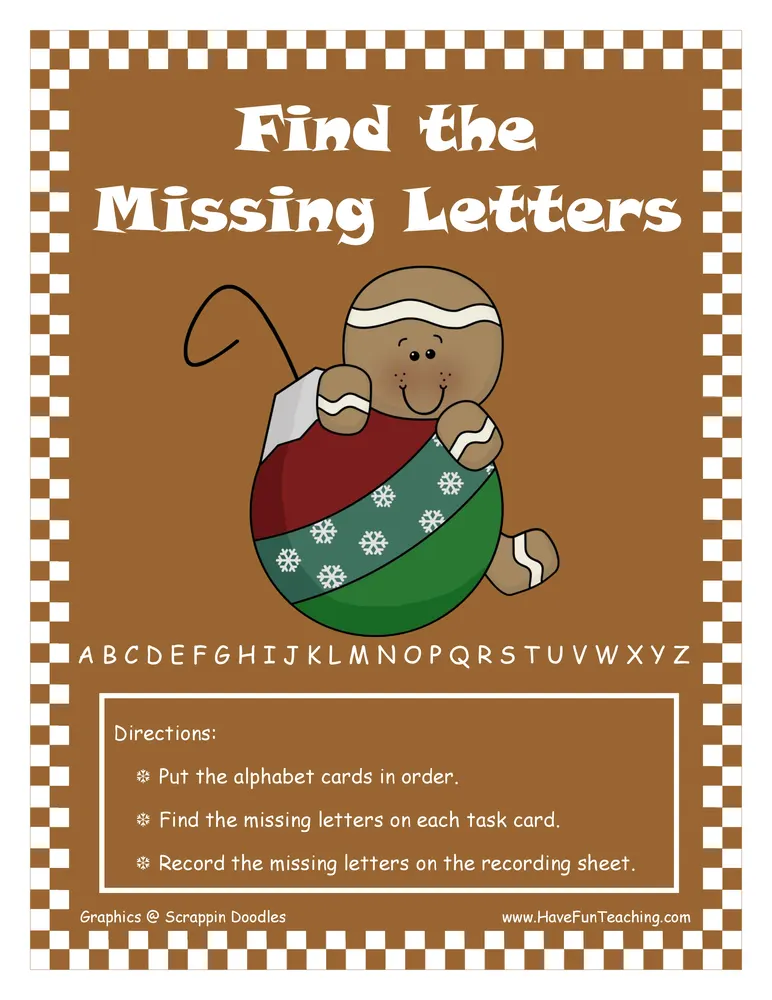 Find the Missing Letters Sequencing Activity by Teach Simple