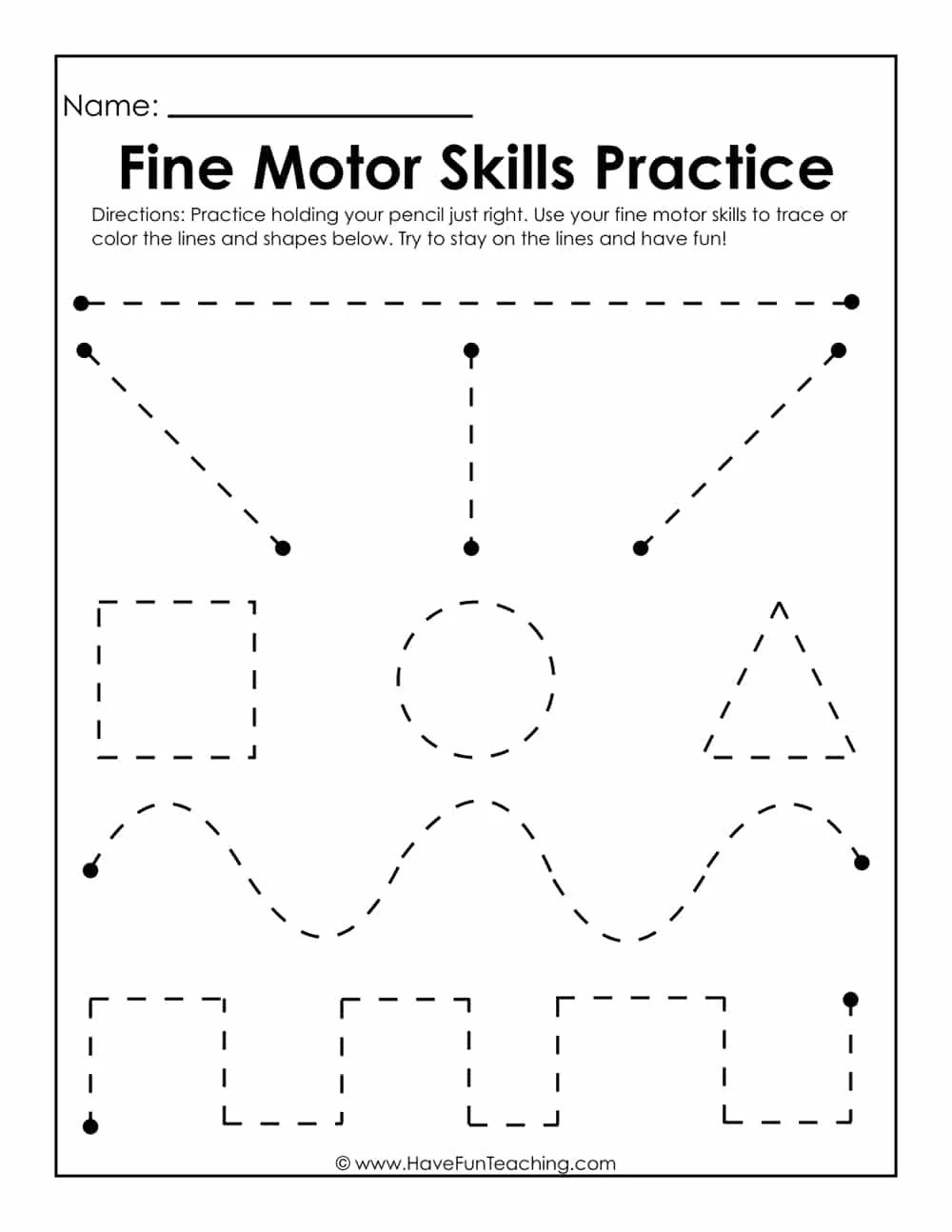 Fine Motor Skills Practice Worksheet by Teach Simple