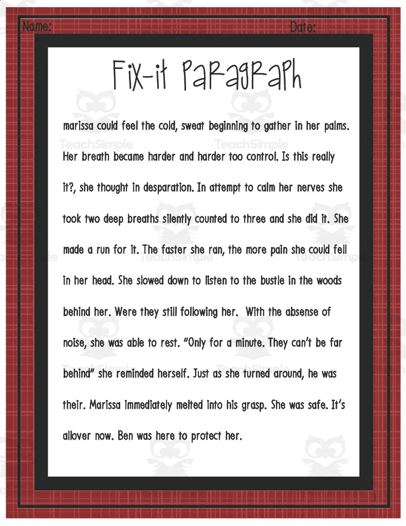 Fix-Its Writing Worksheets by Teach Simple