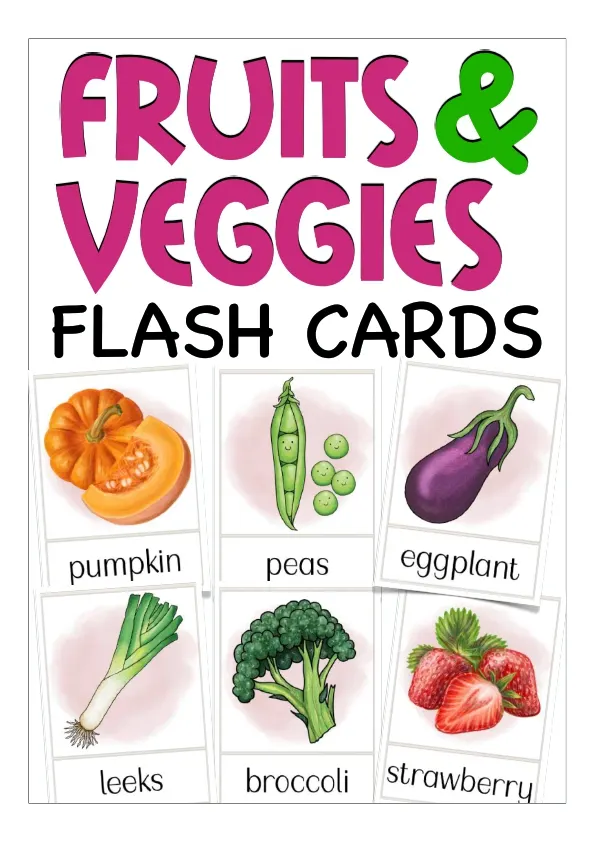 Flash Cards: Fruits & Veggies by Teach Simple