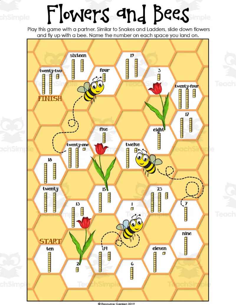 Flowers and Bees Math Game by Teach Simple