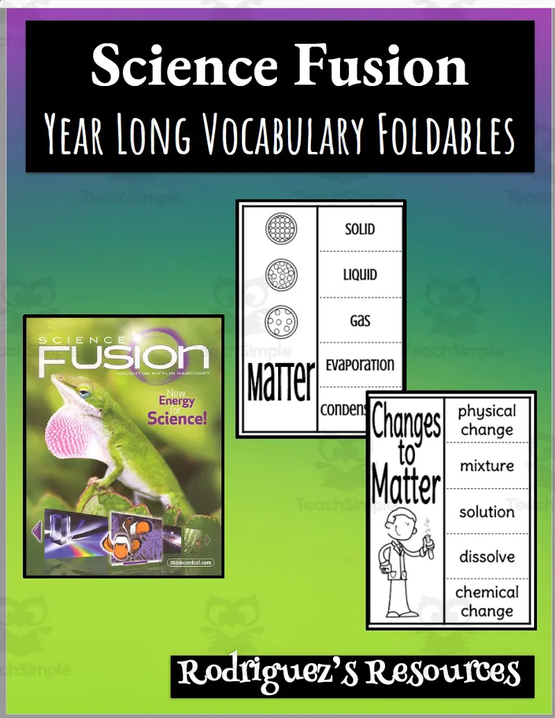 Foldable for Science Fusion: Year Long Vocabulary Units 1-11 by Teach ...