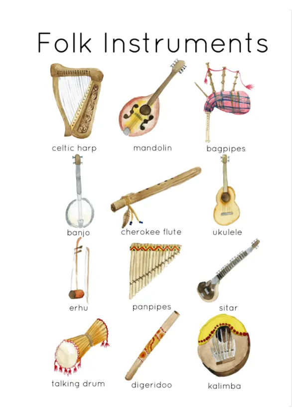 Folk Instrument Flashcards by Teach Simple