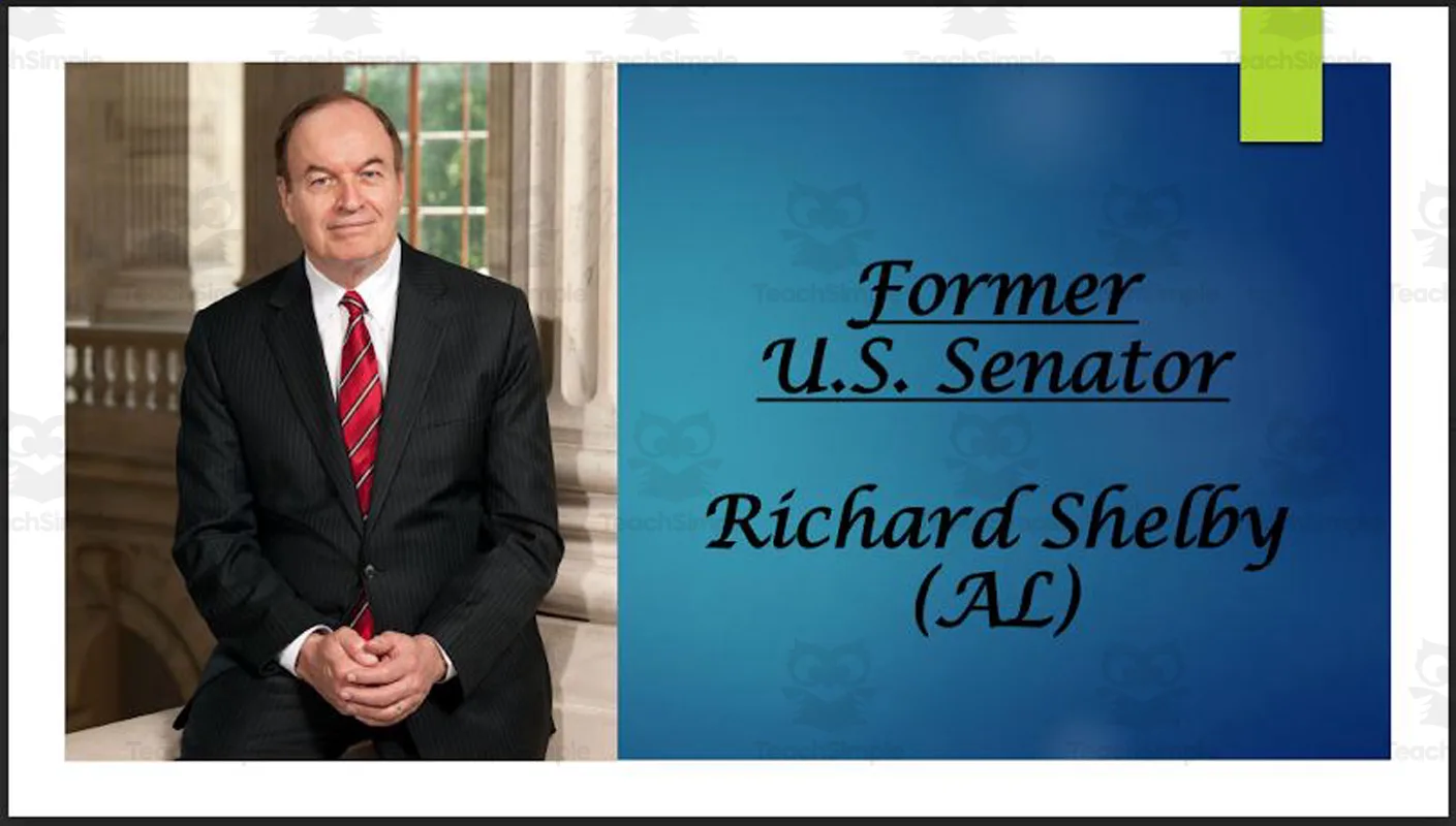 Former U.S. Senator Richard Shelby (AL) BIO PPT by Teach Simple