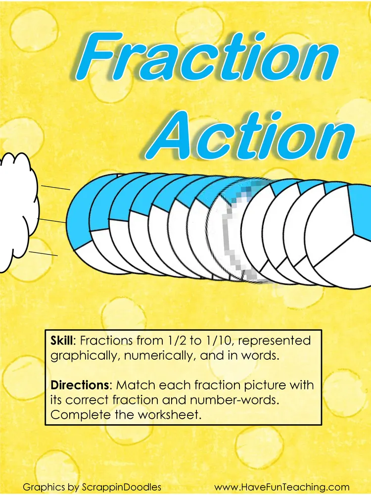 Fraction Action Fractions Activity by Teach Simple