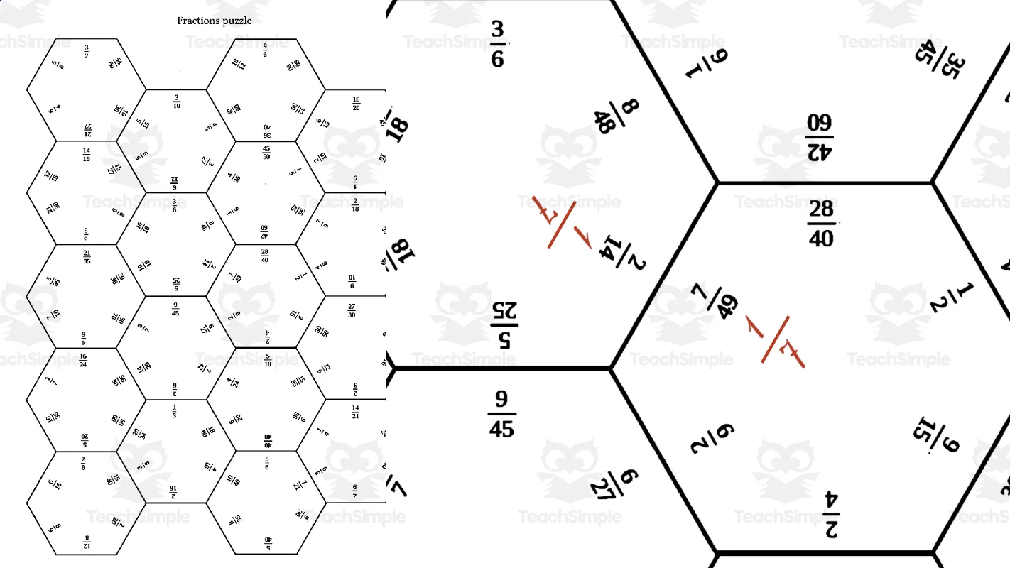 Fractions Hexagon Puzzle by Teach Simple