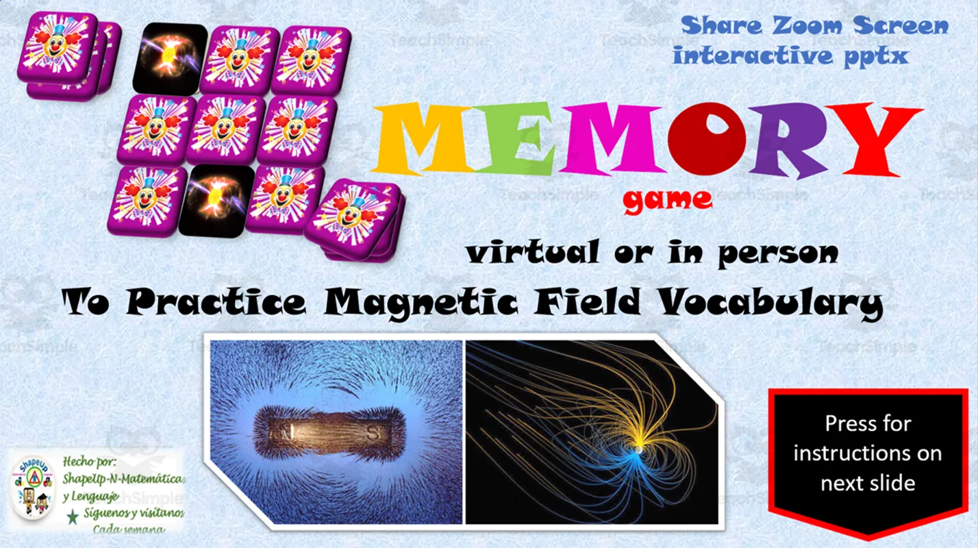Free Science Interactive Memory Game / Magnetic Field Vocabulary by ...